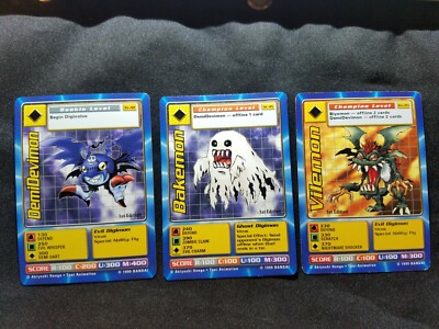 Digimon TCG 1999 Demidevimon , Bakemon & Vilemon 1st edition | eBay