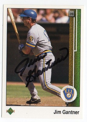 Jim Gantner 1989 Upper Deck signed auto autographed card Milwaukee ...