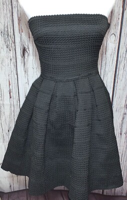 MIAMI Black Strapless Cocktail Party Dress Womens Small Side Zip Poly ...