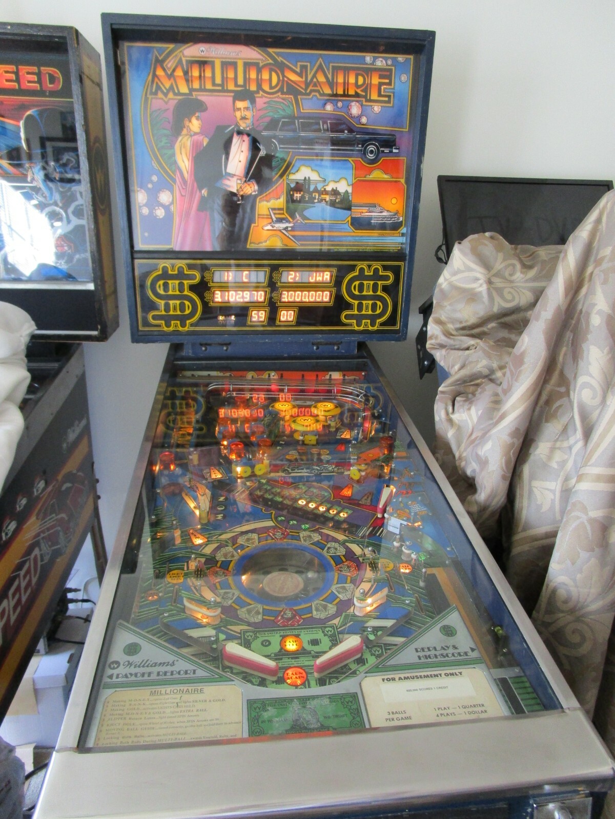 WILLIAMS Millionaire Pinball Machine 1986. Refurbished, nice, working ...