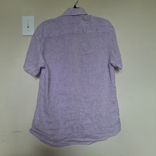 Bertigo Men's 100% Linen Short Sleeve Shirt Sz M Lilac Casual Summer ...
