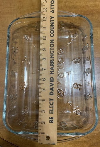 VTG Anchor Hocking Casserole Dish Savannah Clear Floral Glass Lasagna ...