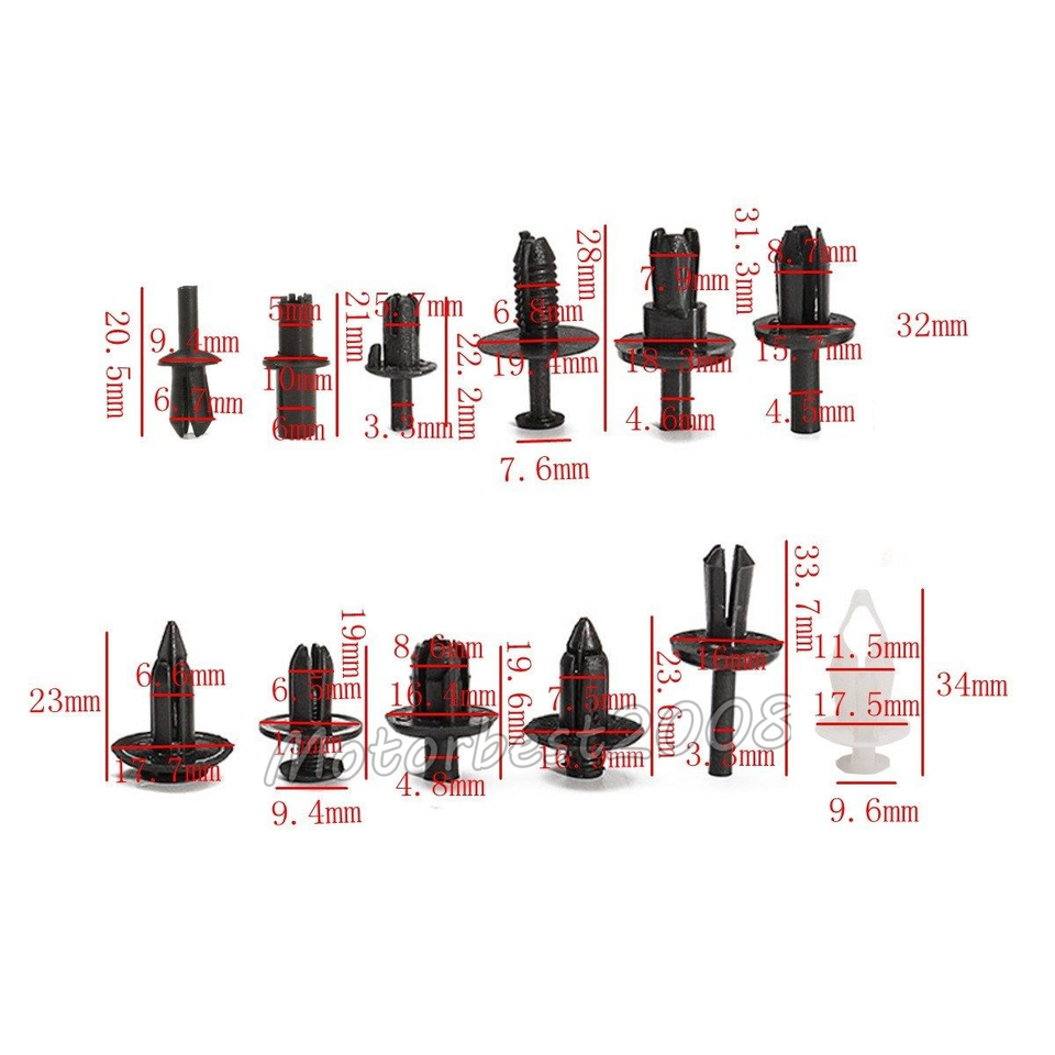 350pc Car Automotive Push Pin Rivet Trim Clip Panel Body Interior ...