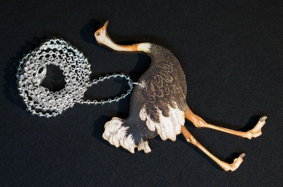 Necklace Miniblings 80cm Wood Printed Emu Animal Bird Ratite | eBay