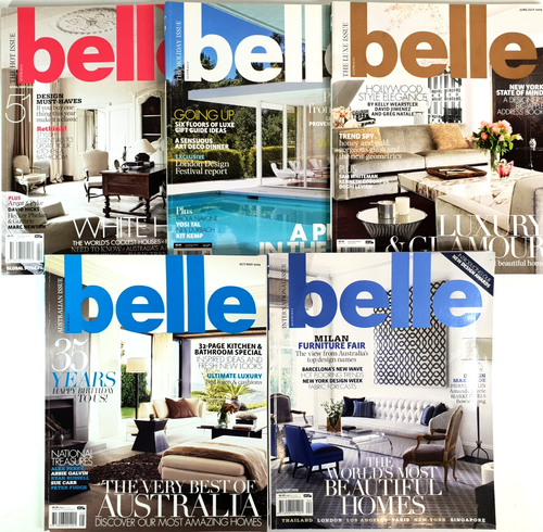 Belle Magazine Australia 5 x Issues (Year 2009) Lifestyle Design Sent ...