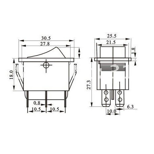 3-Position Momentary Rocker Switch 6-Pin Spring Return DPDT 16A 250V ...