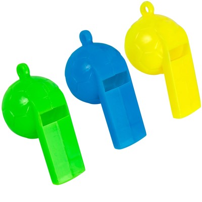 Set Of 50 Plastic Toy Soccer Ball Whistles - Assorted Colors - Fun To ...