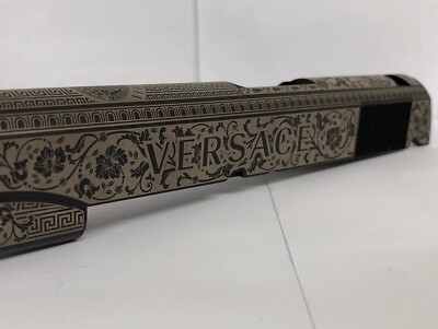 Engraved BLACK 1911 slide 45ACP, Versace design Gov't Length Stainless ...