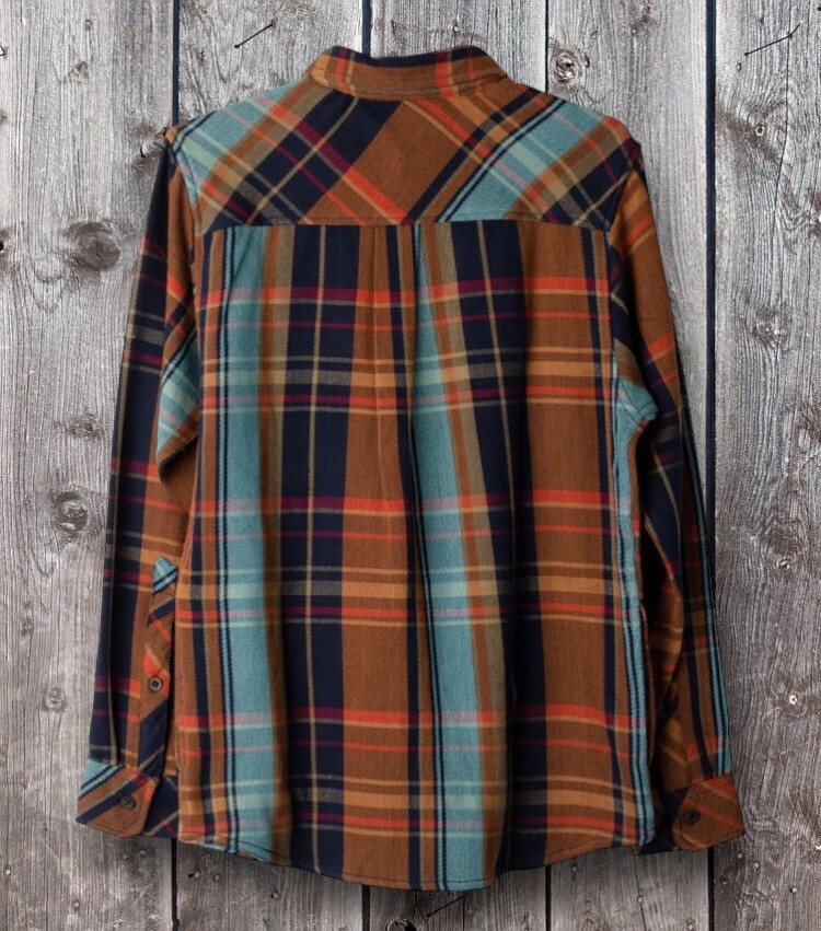 Kavu Plaid Ocean Depth Carrick Button-Up Mens Shacket Large Barn Shirt ...