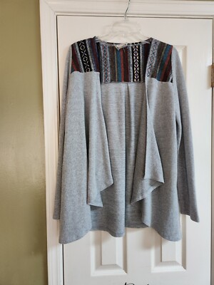 Skonhet Tribal Aztec Open Front Waterfall Cardigan Size Large | eBay