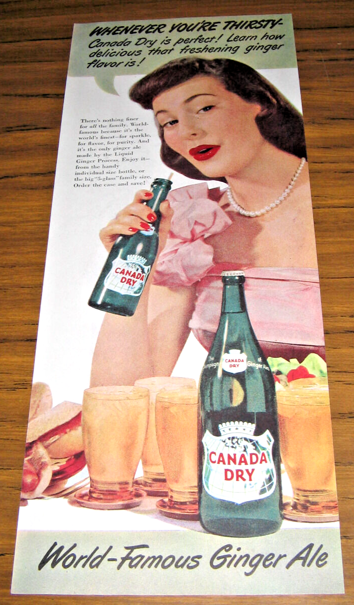 1949 Vintage Ad Canada Dry Ginger Ale Soda Pop Pretty Lady Drinks ...