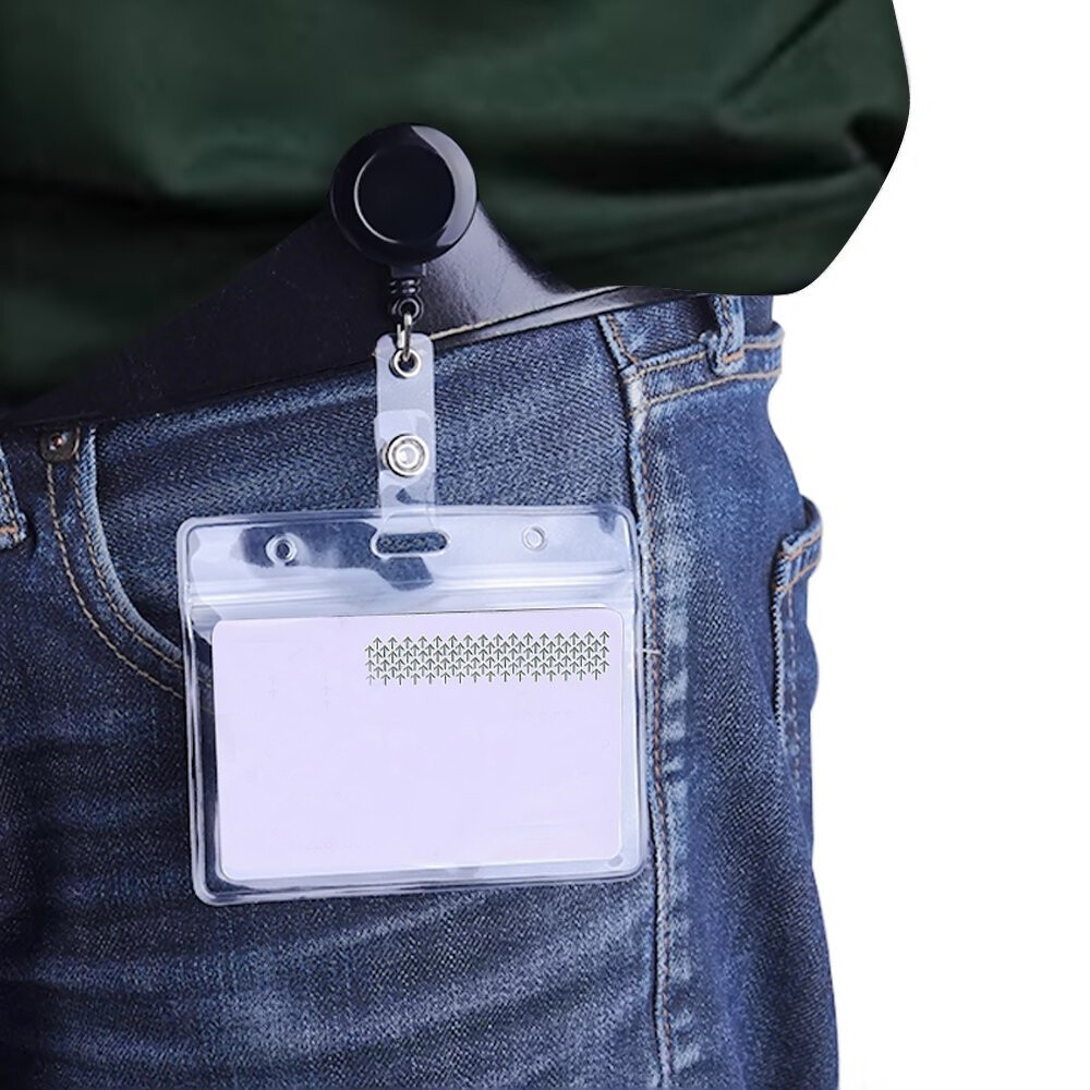 Retractable ID Card Holder Reel Badge Key Tag Clip 1Pc | eBay