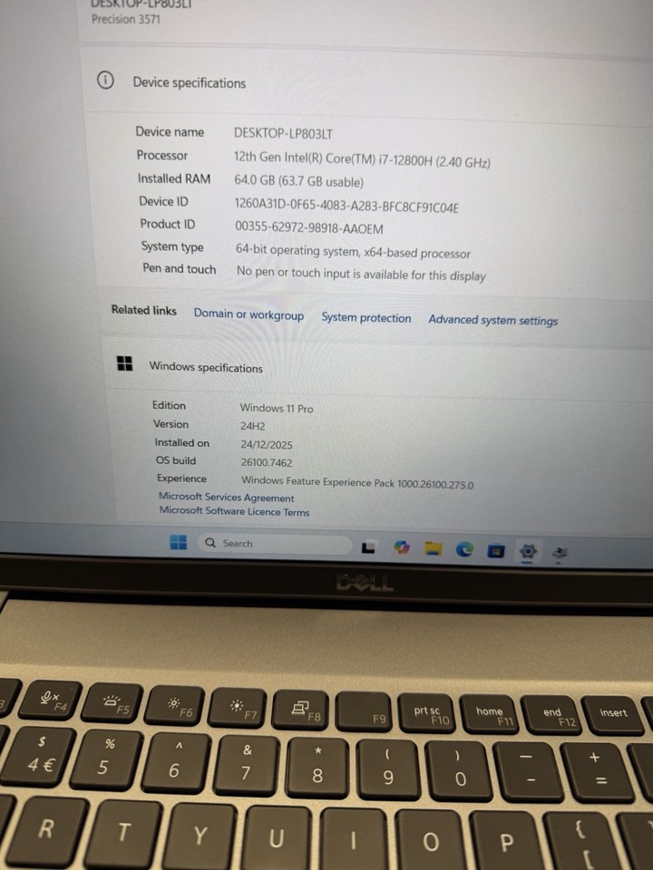 Dell Precision 3571, i7-12800H, 64GB Ram, 1TB SSD, NVIDIA T600 Card, 15 ...