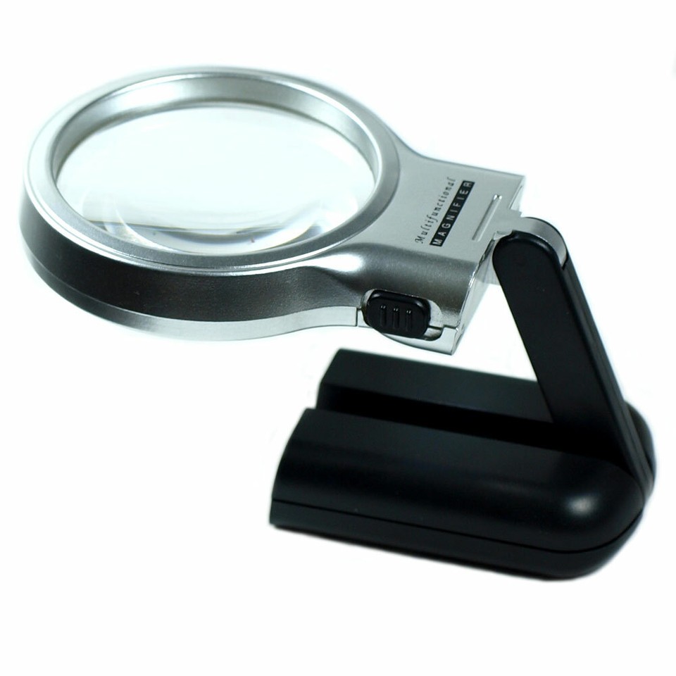 3X Illuminated Magnifier 3" Lighted Magnifying Glass LED Folding Stand ...