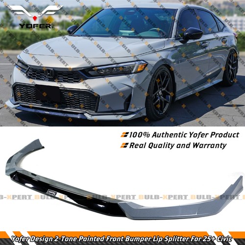 For 2025-26 Honda Civic Yofer Urban Gray Pearl 2-Tone Front Bumper Lip ...
