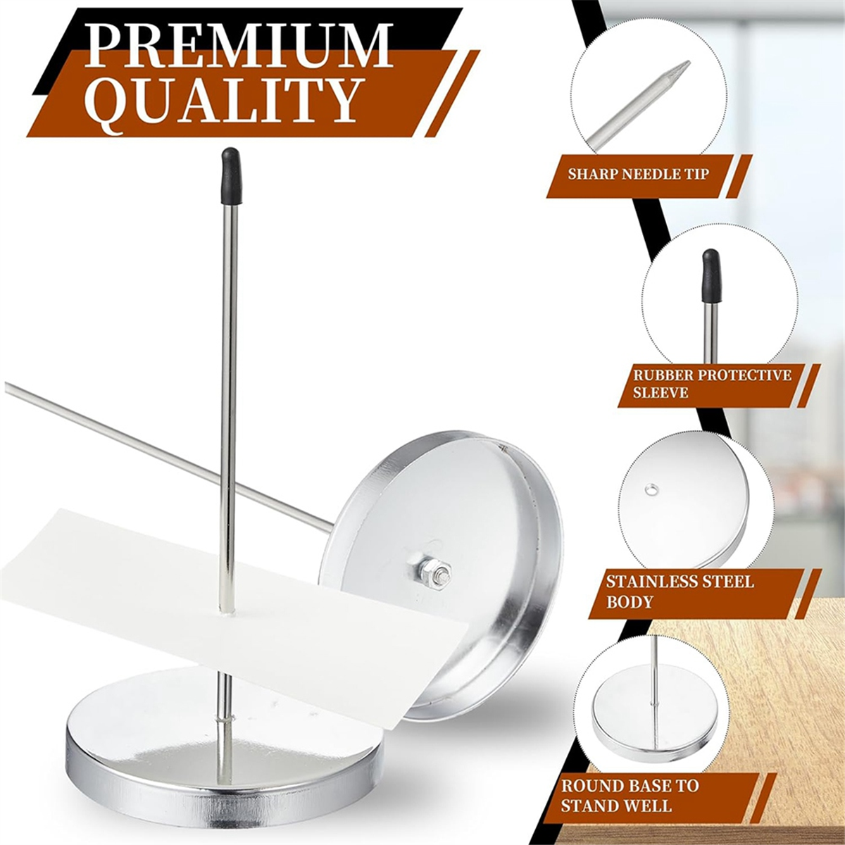 12 PCS Receipt Holder for Restaurant Silver Receipt Spike Holder ...