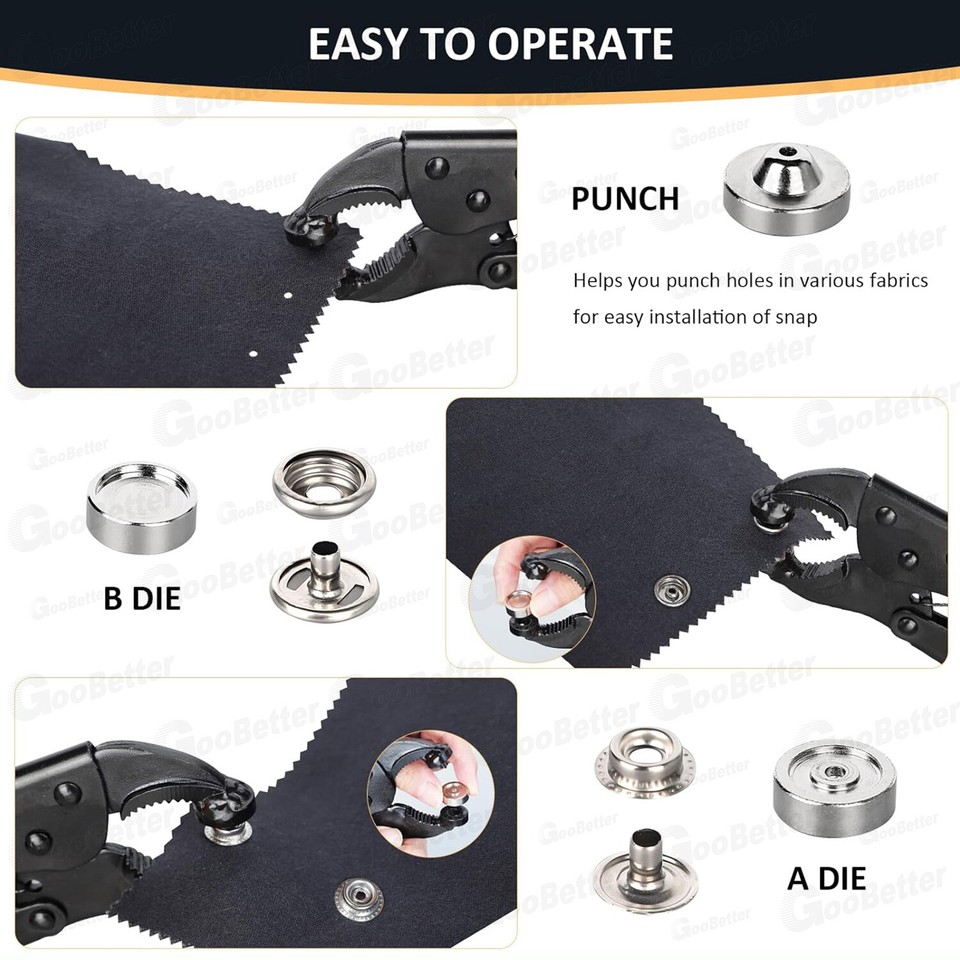 Heavy Duty Snap Fastener Tool Adjustable Snap Setter Tool Snap ...