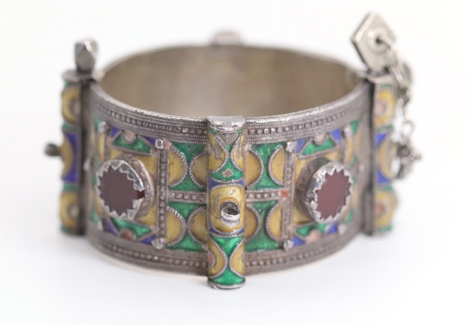 Antique African Bracelet around 1900, + Carnelian, Enamelled, Foldable ...