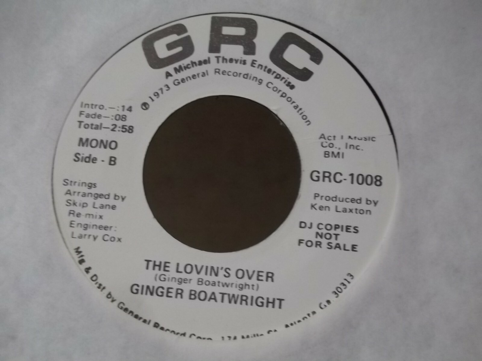 K*PROMO* GINGER BOATWRIGHT THE LOVIN'S OVER X 2 ON GRC RECORDS | eBay