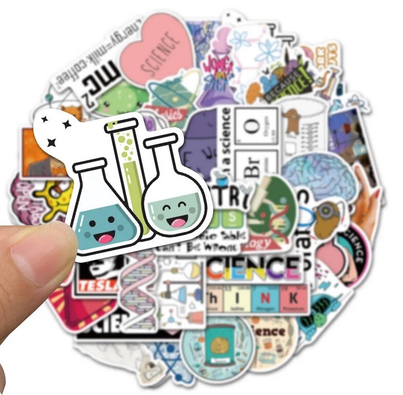 25 - 50 Science Geek Stickers for Kids School Chemistry Biology Physics ...