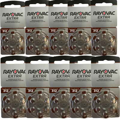 (80 Pack) Rayovac EXTRA 312 Brown Hearing Aid Batteries 312AE-6A Exp 01 ...