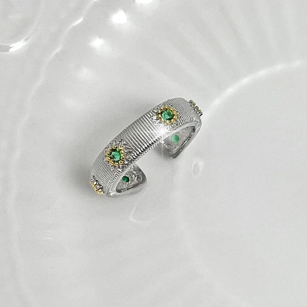 Fashion Open Finger Ring Retro Gemstone Ring Luxury Italian Brushed ...