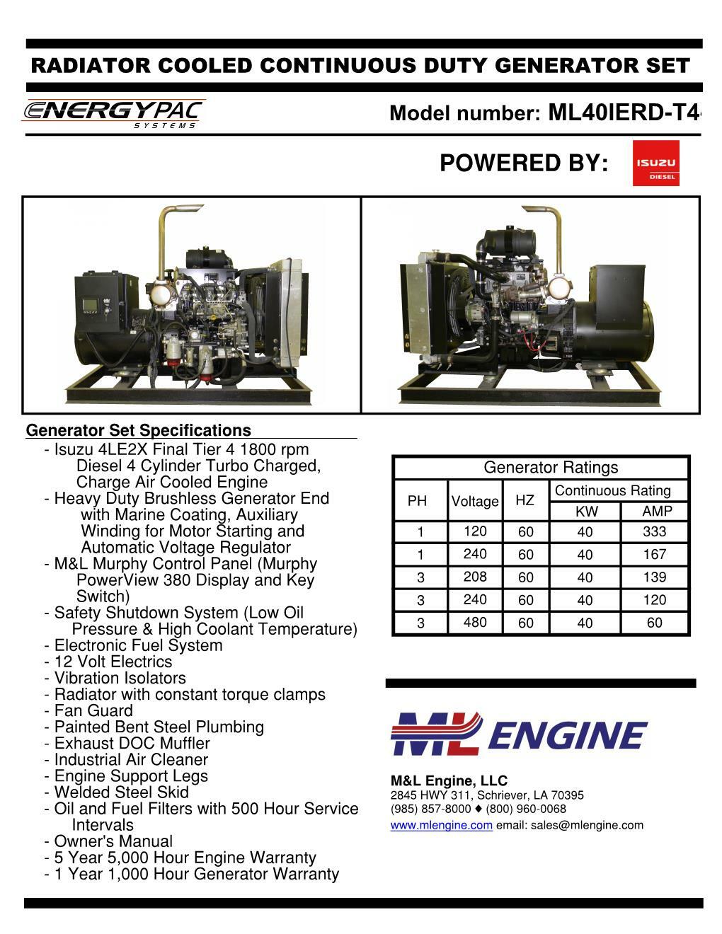 40KW Diesel Generator Radiator Cooled T4 Isuzu | eBay