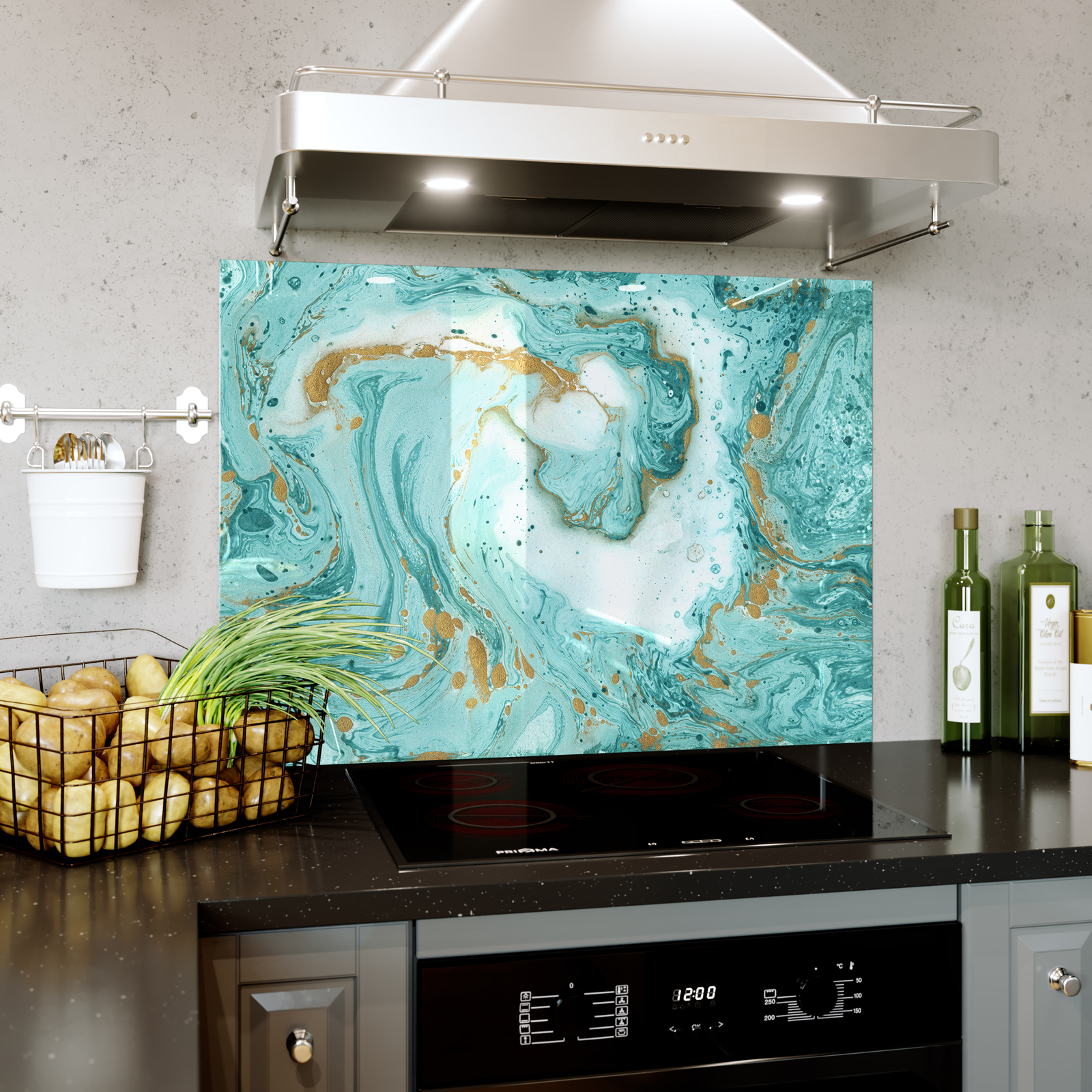 Glass Splashback Kitchen Owen Panel Backsplash ANY SIZE Turquoise ...