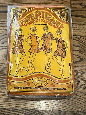 Rare Vintage 1960s Paperdelic Paper Dress Old Stock Solid Orange Large ...