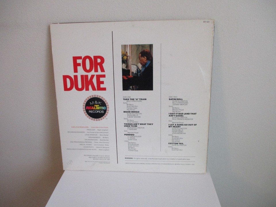 AUDIOPHILE DIRECT TO DISC BILL BERRY & HIS ALLSTARS: FOR DUKE; M&K ...