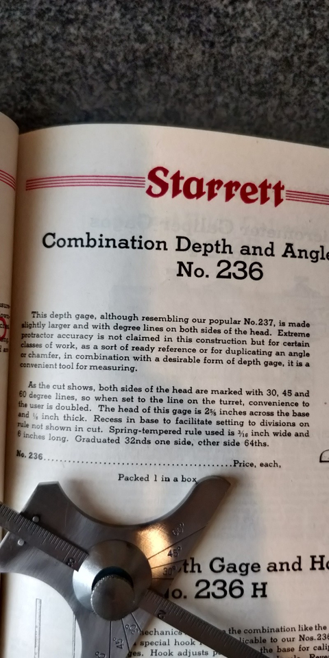 Starrett 236 Combination Steel Rule Depth and Angle Gauge | eBay