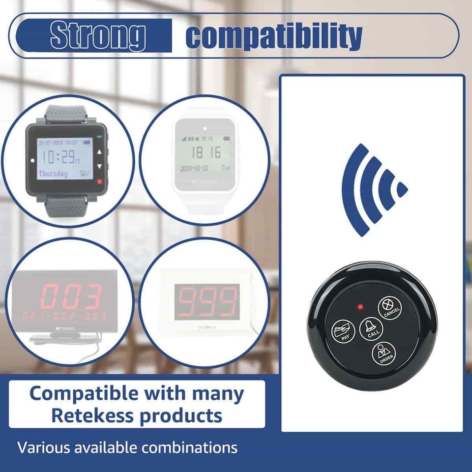 Retekess TD105 Restaurant Pager Calling System 10 Alert Buttons 4-Keys ...
