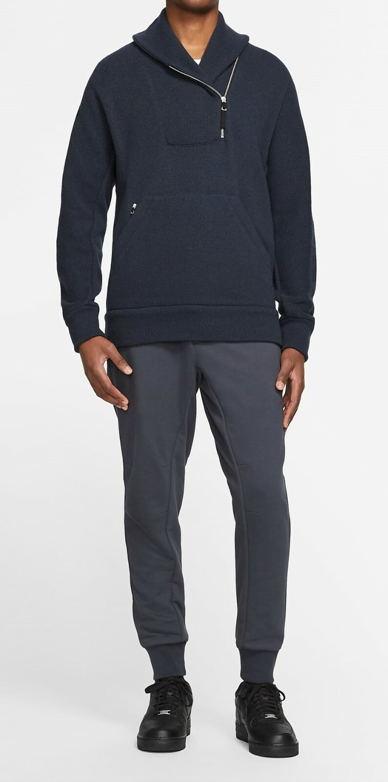 New Nike ESC Men's Shawl Collar Fleece Sweater Navy Made in Italy Size ...