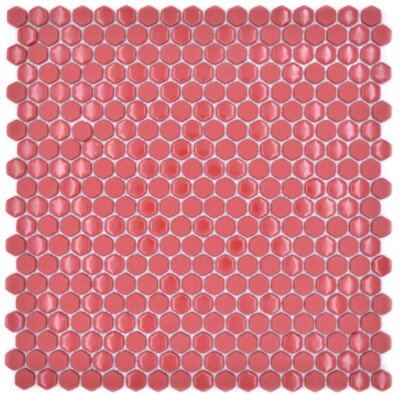 Glasmosaik Hexagon rot Hexagonal Sechseckmosaik glänzend matt ...