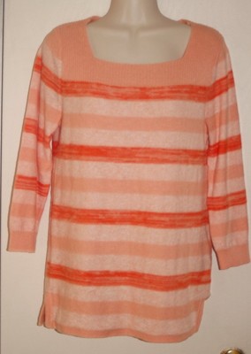 JONES NEW YORK Signature Sweater Lightw. Tangerine Peach Cotton Blend ...