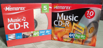 15 Memorex Music CD-R Recordable 10 Pk & 5 Pk 40X 700MB 80 Min New In ...