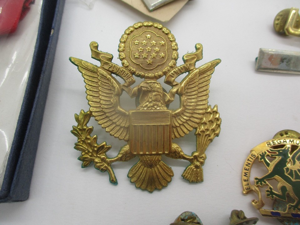 Vintage Military Pin Hat Badge Lot, Eagle, Bars, ROTC Etc | eBay