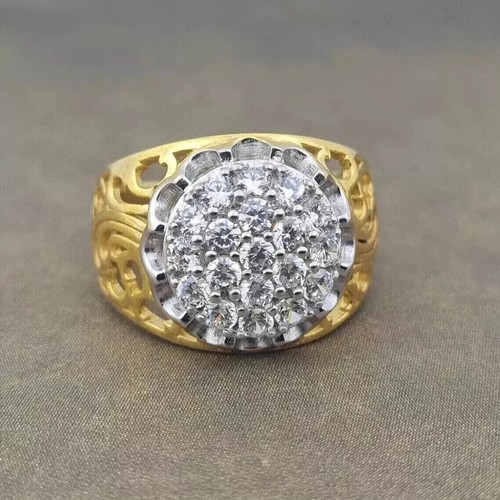 2CT Fancy Kentucky Cluster Lab-Created Men's Diamond Wedding Ring 925 ...