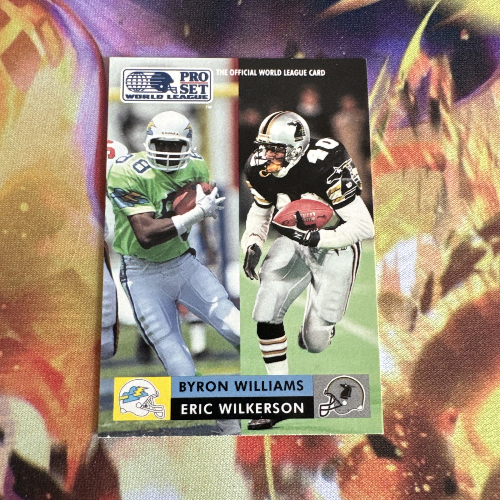 1991 Pro Set WLAF - Yellow stats on back #24 Byron Williams, Eric ...
