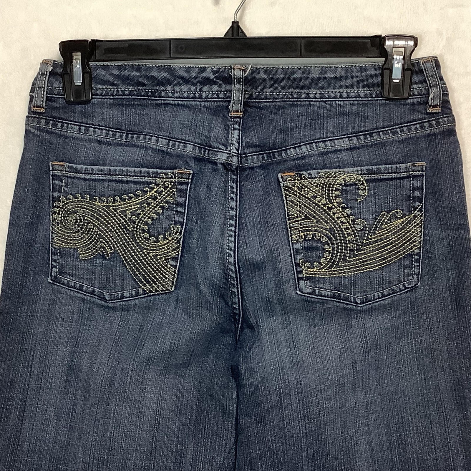 Chico’s Platinum Jeans Blue Denim Embroidered Womens Sz 1.5 Reg Radiant ...
