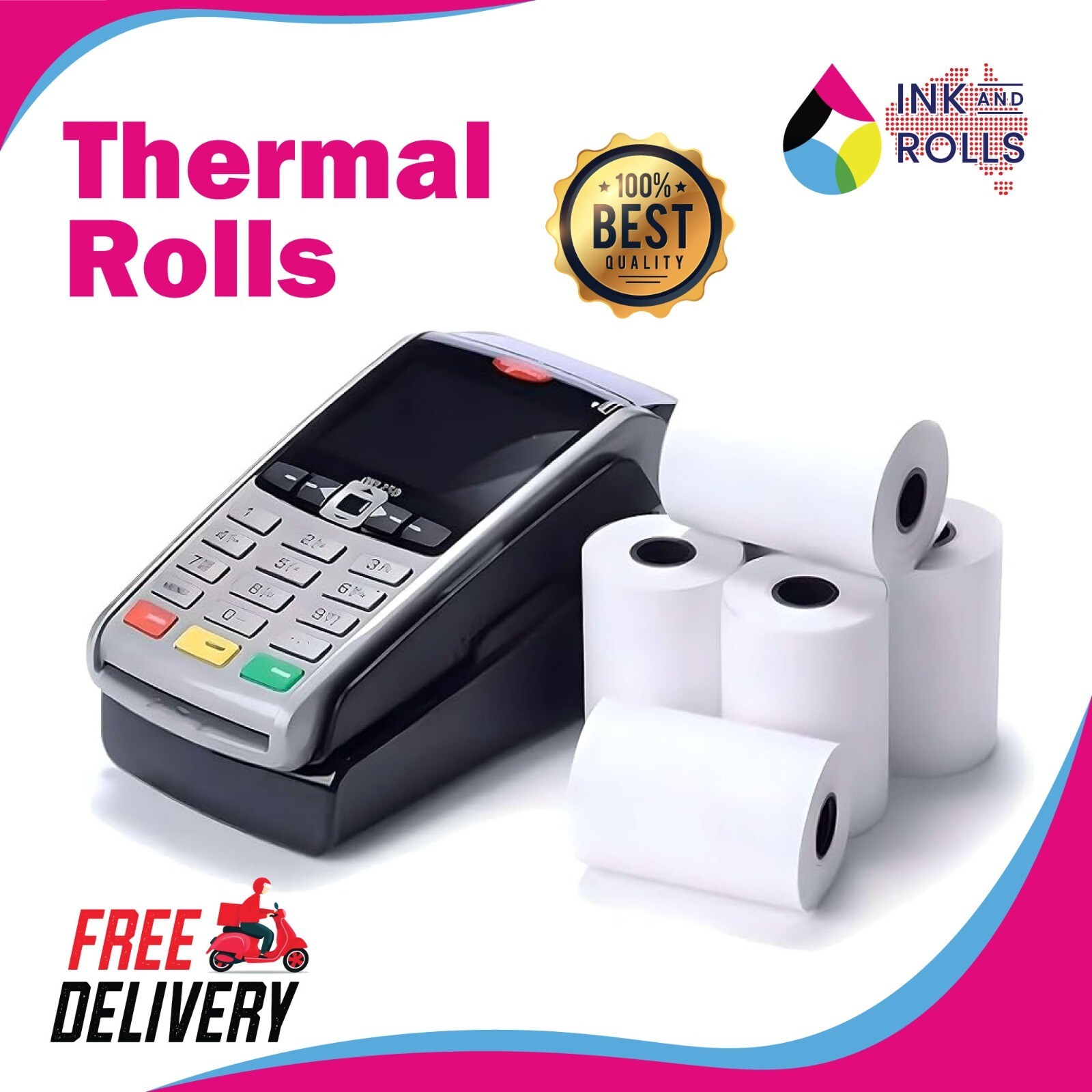 57x30mm 50Pcs Thermal Paper EFTPos Rolls Self-Adhesive Paper | Free ...