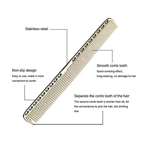 2 Pack Stainless Steel Hair Combs Anti-Static Styling Comb Hairdressing ...