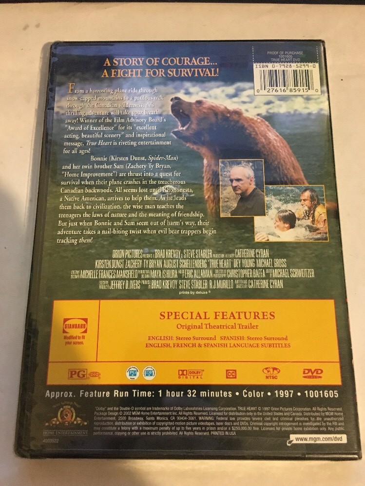 True Heart (DVD, 2005) BRAND NEW SEALED Region 1 RARE OOP Kirsten Dunst ...