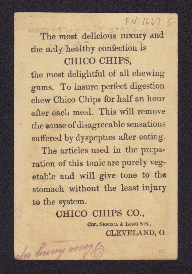 1880's Chico Chips Chewing Gum Trade Card - Healthy Confection ...