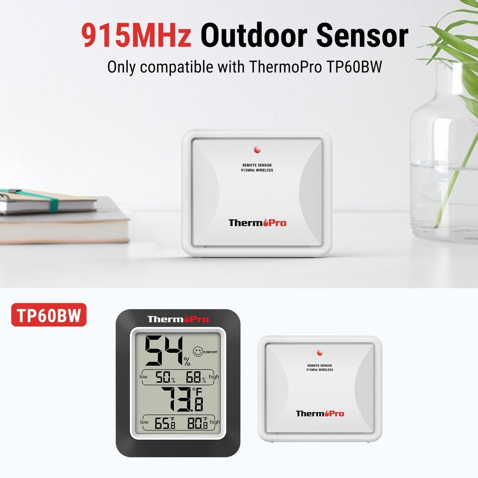 ThermoPro TX-2B Replacement Sensor Transmitter for TP60BW/TP65BW ...