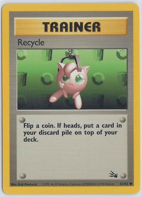 Recycle 61/62 Fossil Unlimited Trainer 1999 Vintage WotC Pokemon Card ...