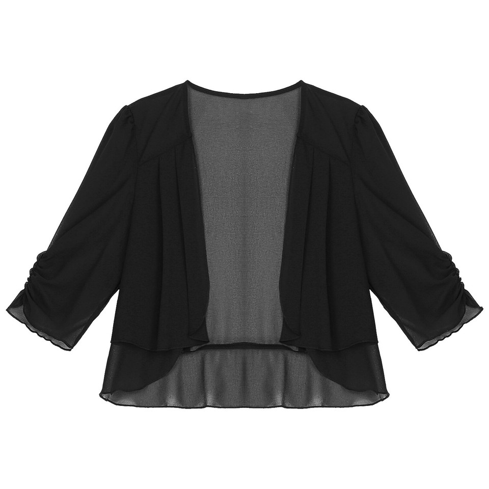Womens Chiffon Bolero Shrug Half Sleeve Open Front Cardigan Party Dress ...