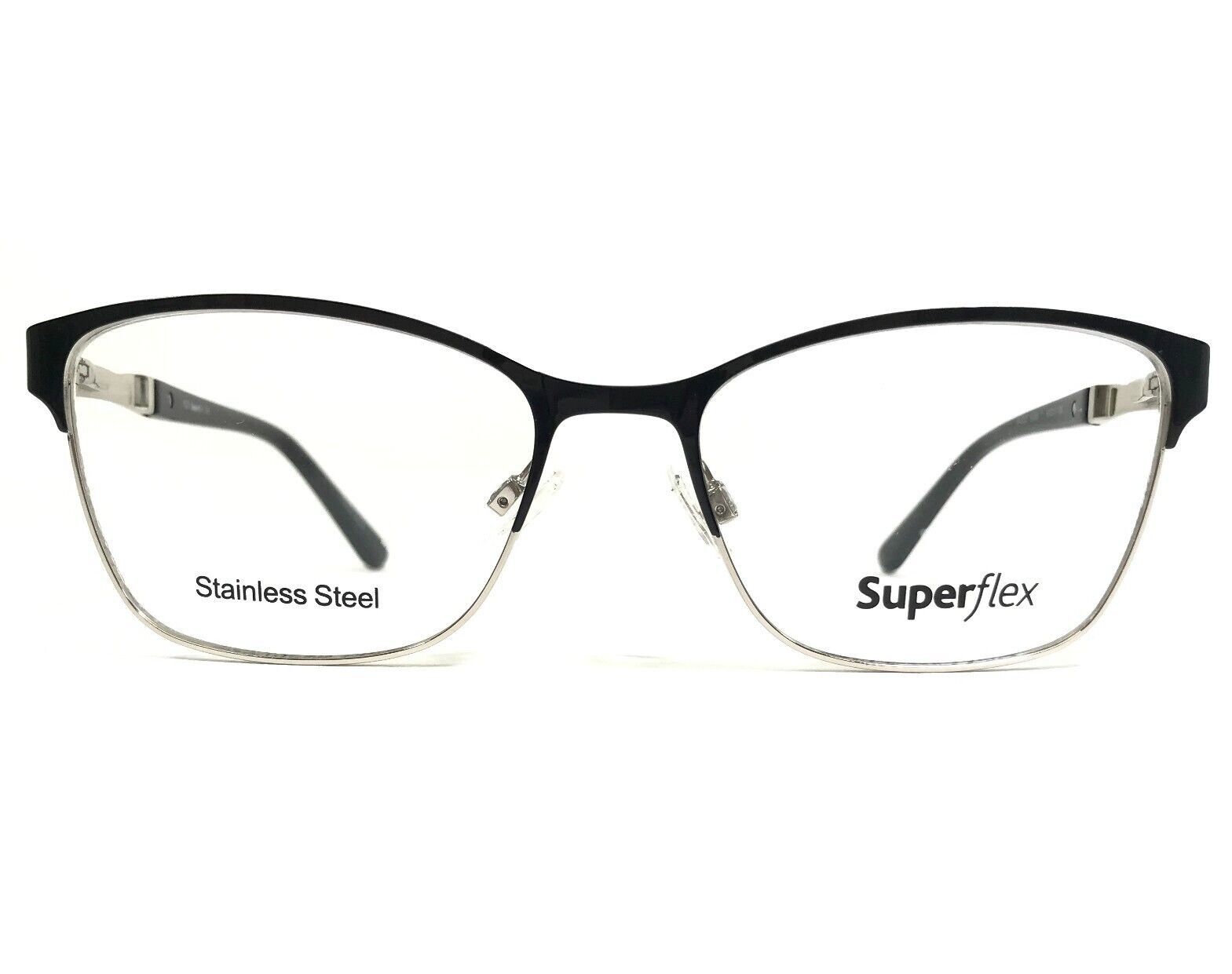 Super Flex Eyeglasses Frames SF-537 S100 Black Silver Cat Eye Square 53 ...