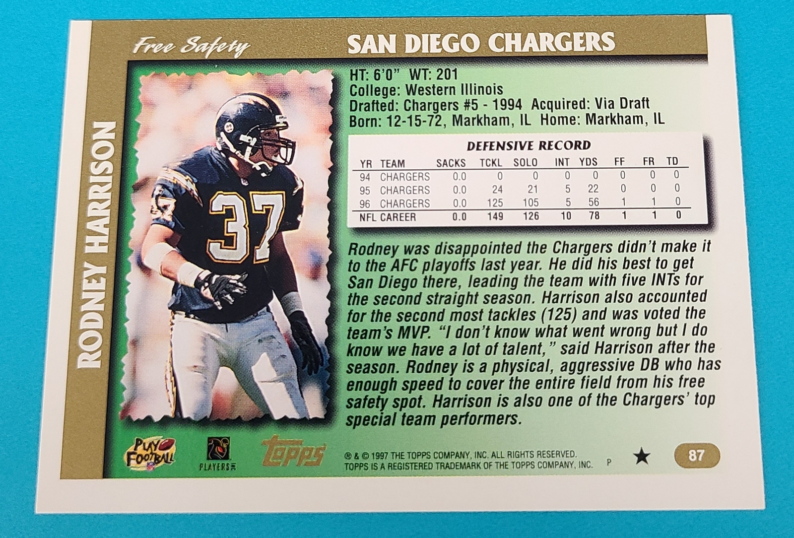 1997 Topps - #87 Rodney Harrison (RC) for sale online | eBay