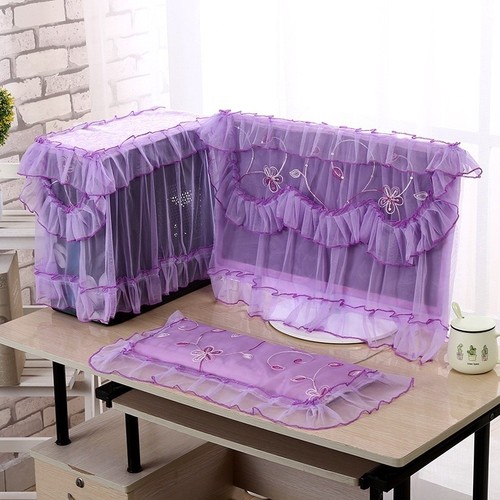 Desktop computer desktop lace ruffled flower display dust cover ...